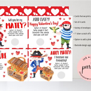 Pirate set of 4 Multiple Valentine's Day Kids Valentine - Etsy