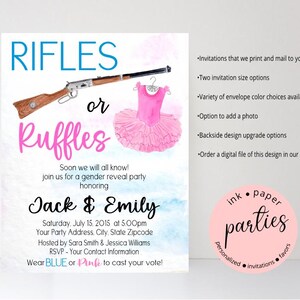 Rifle or Ruffles Team Pink or Blue Baby Shower Gender Reveal Party ...