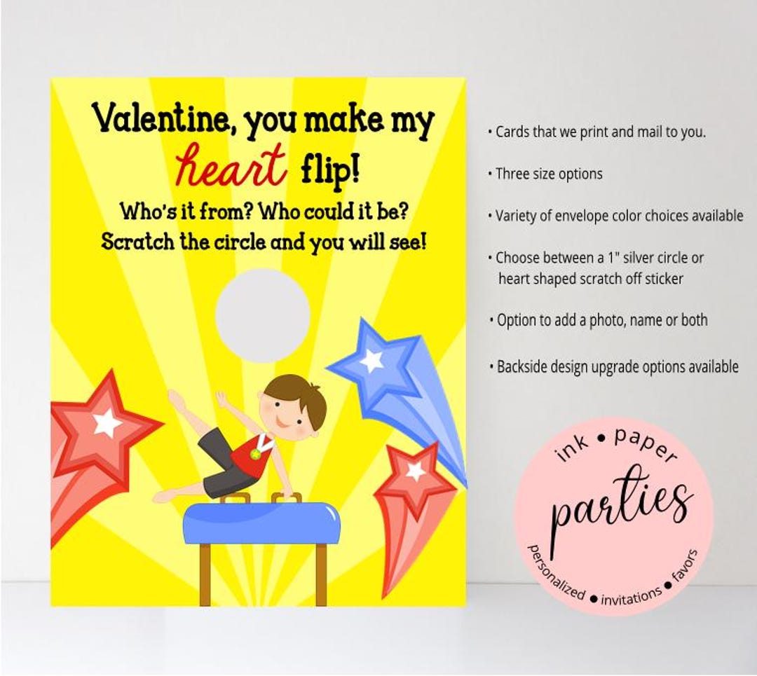 Gymnastics Gymnast Valentine Card Valentine's Day Cards Classroom ...