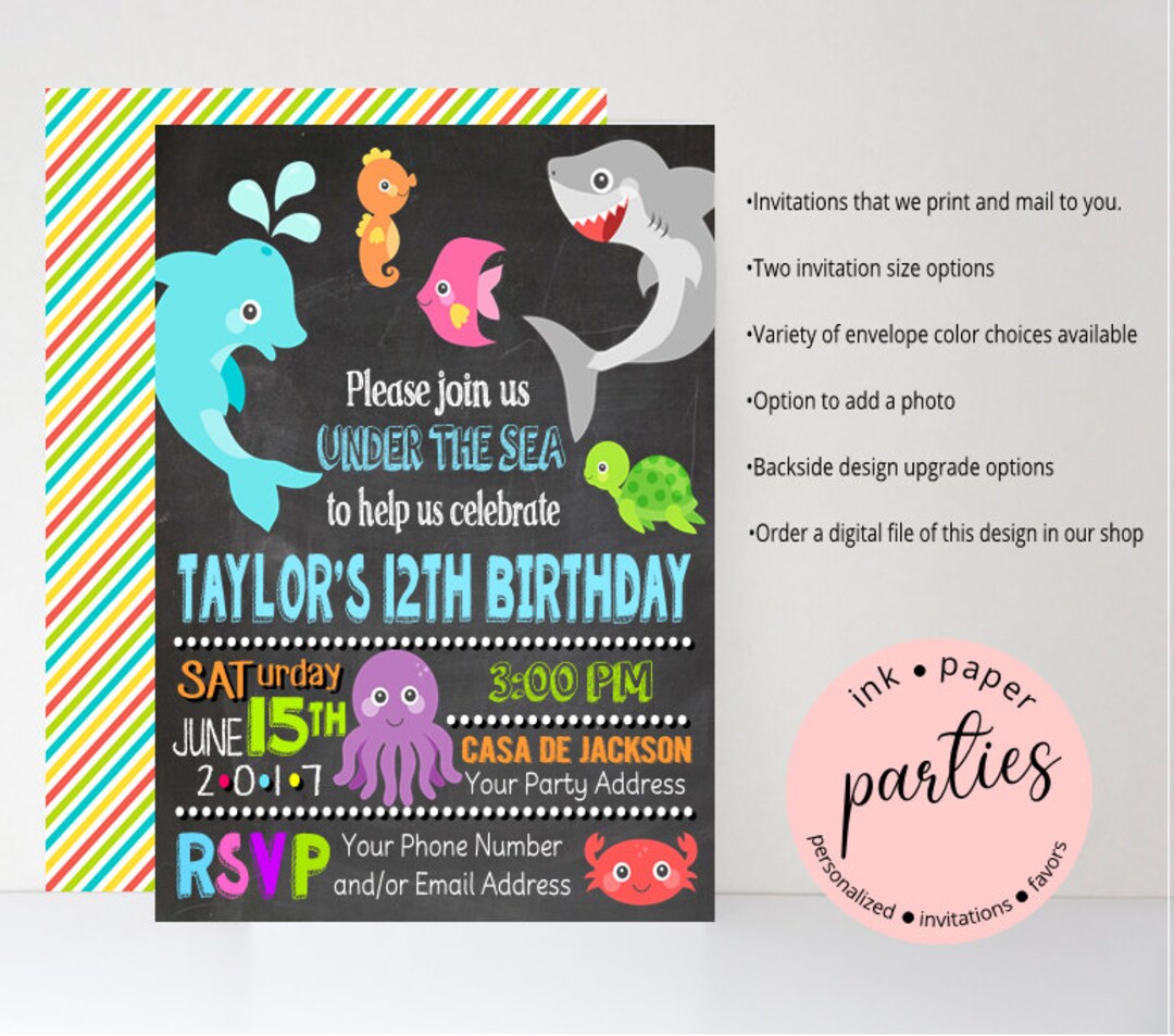 Under the Sea Water Ocean Life Sealife Dolphin Shark Fish Birthday ...