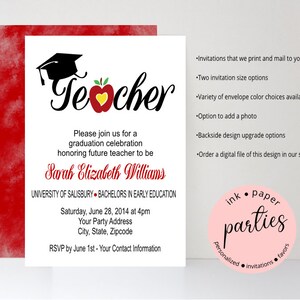 Graduation Graduate Teacher Education School Party Invitations Invites ...