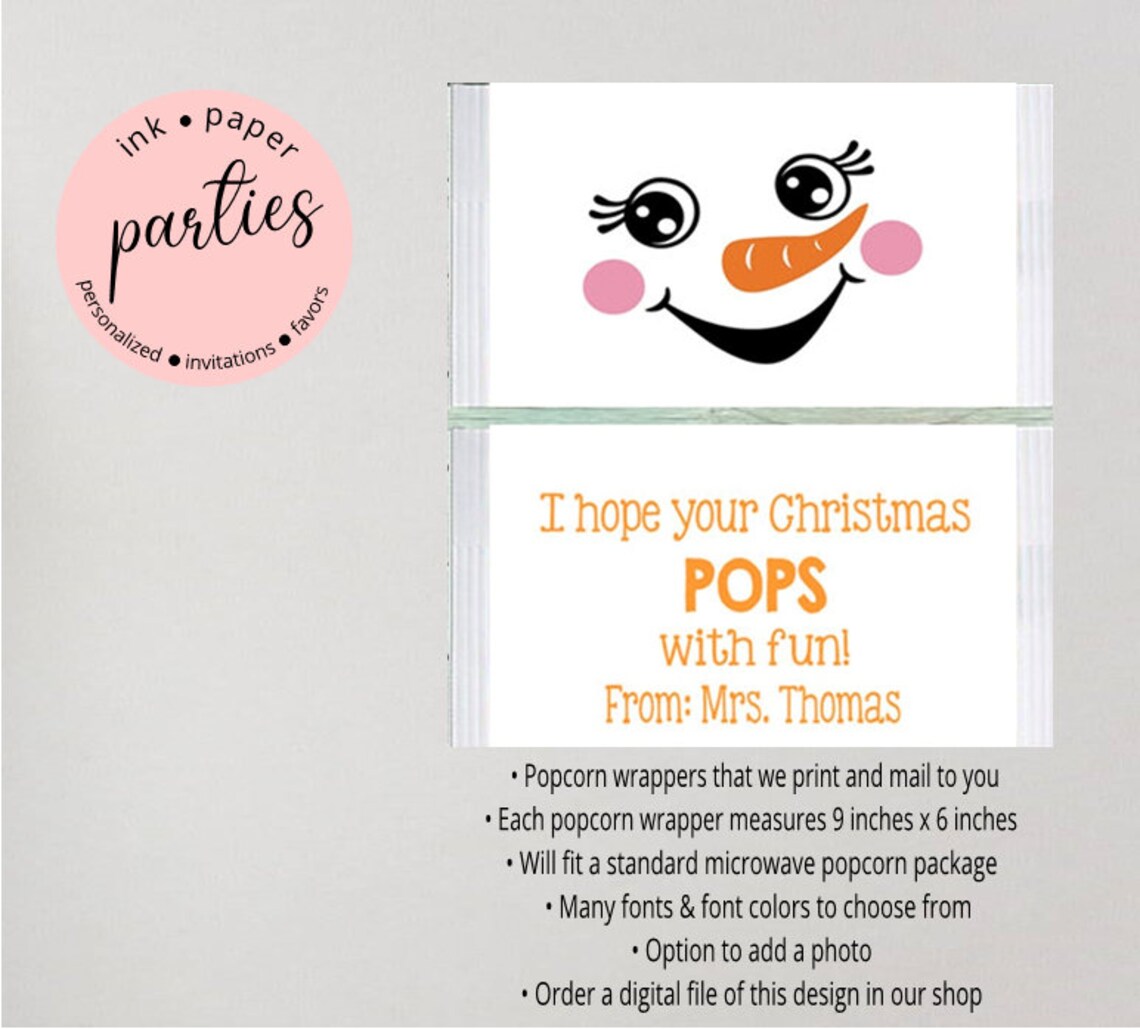 Holiday Christmas Snowman Popcorn Party Wrappers Favors We - Etsy