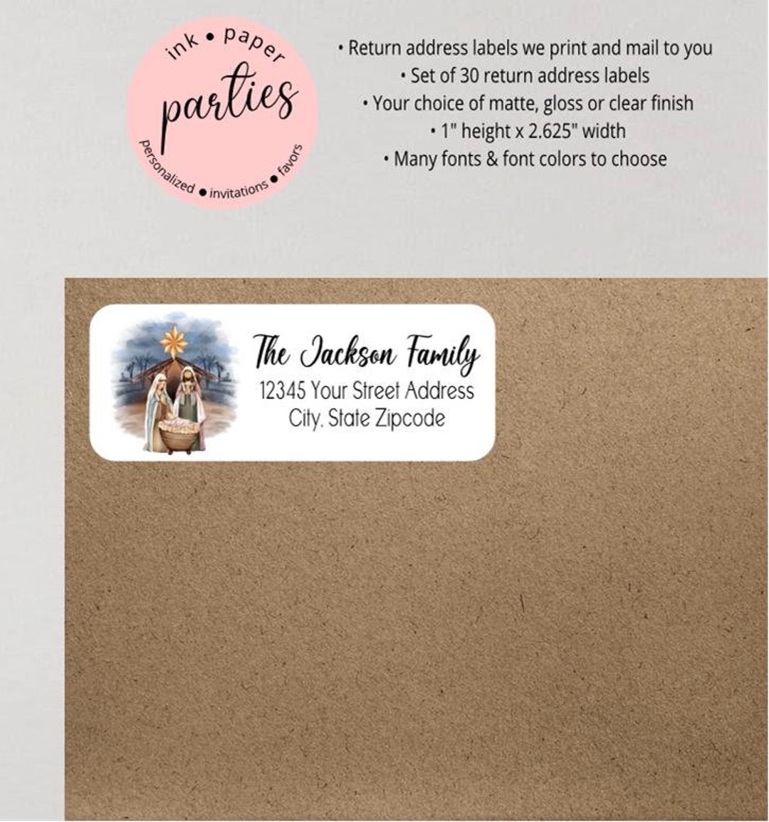 Christmas Holiday Christian Nativity Religious Return Address Labels ...