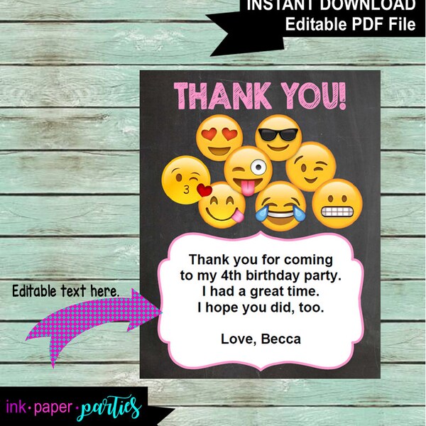 Emoji Thank You Card - Etsy