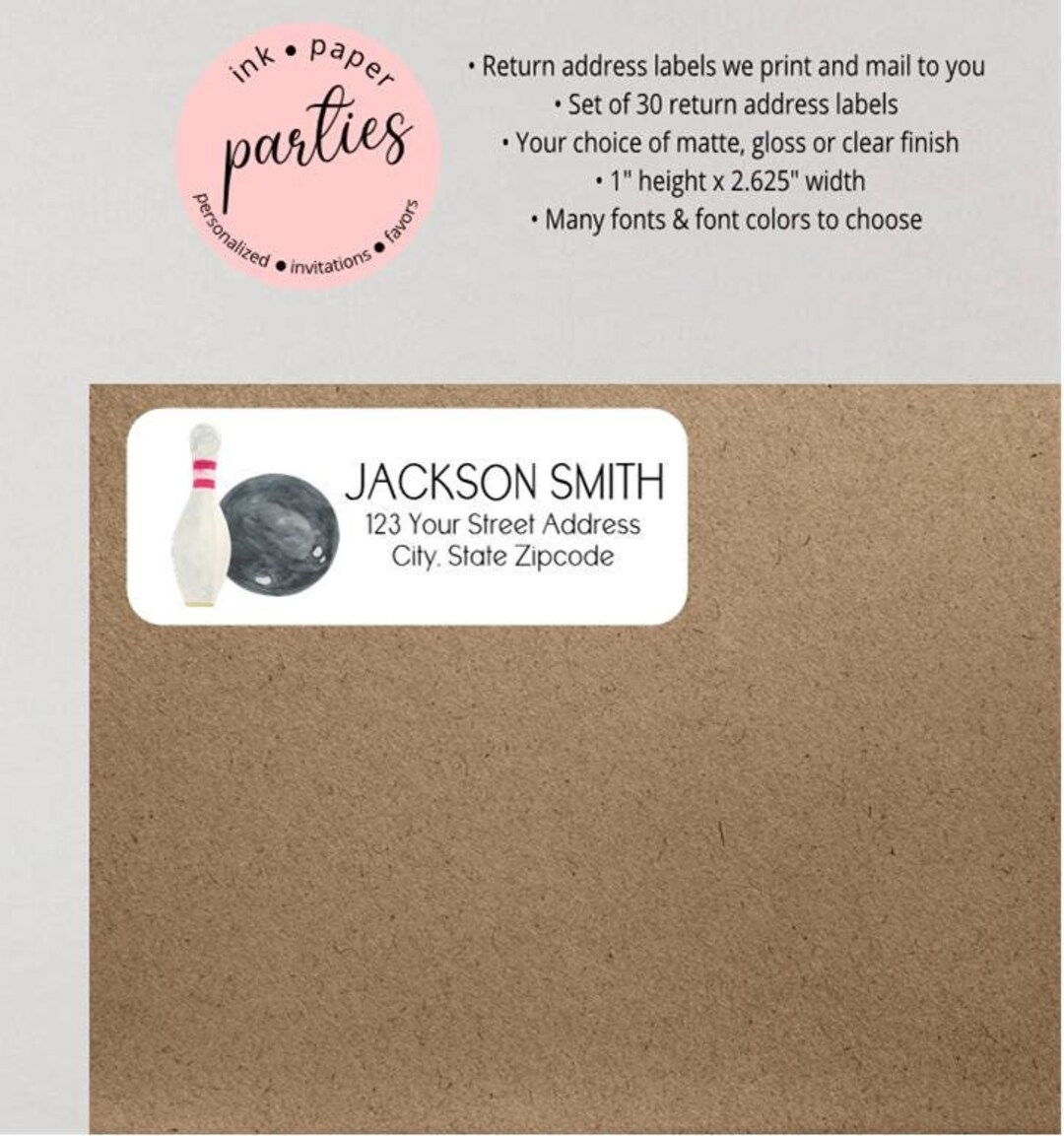 Bowling Ball Pins Sports Return Address Labels Personalized Custom - We ...