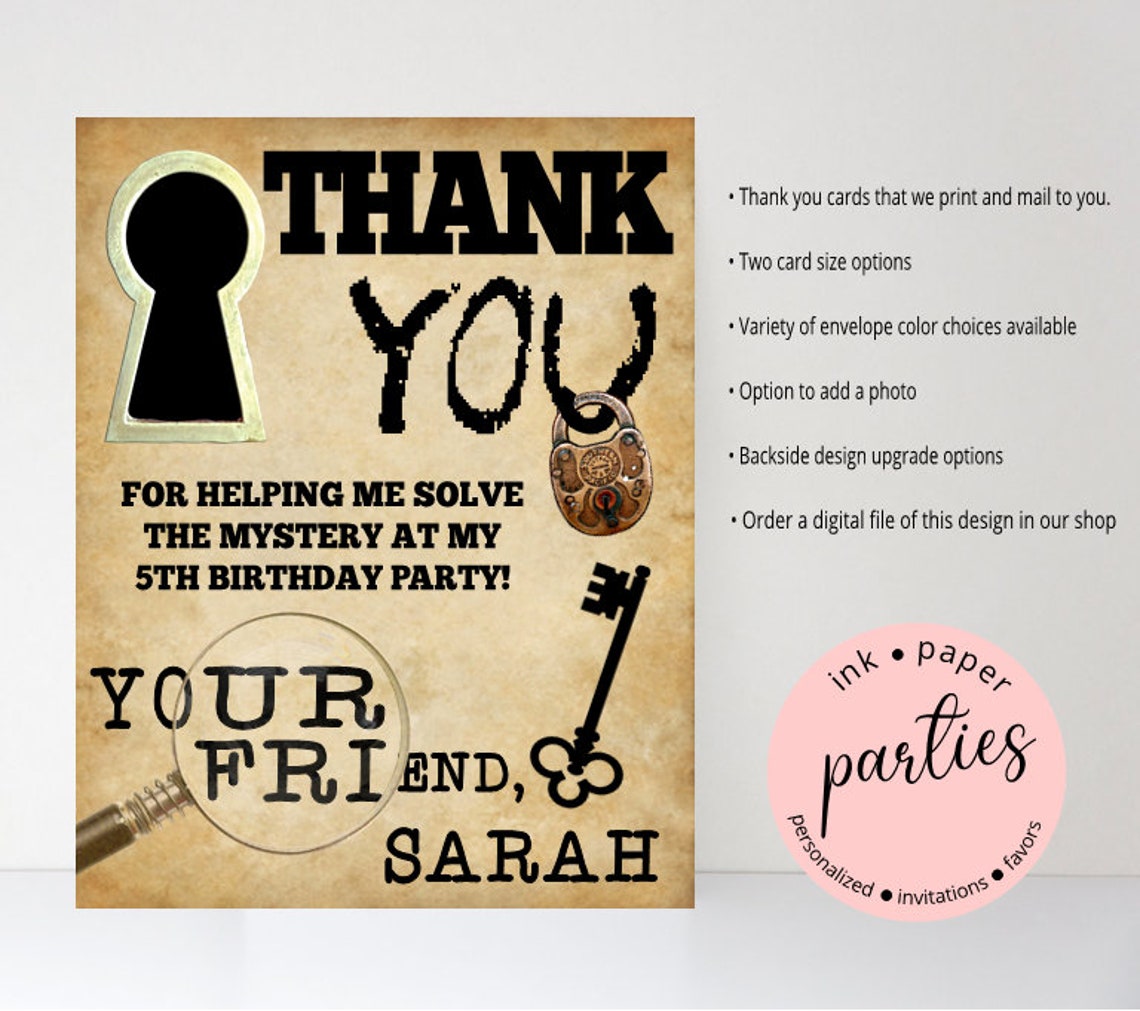 Escape Room Birthday Party Thank You Note Cards Personalized - Etsy