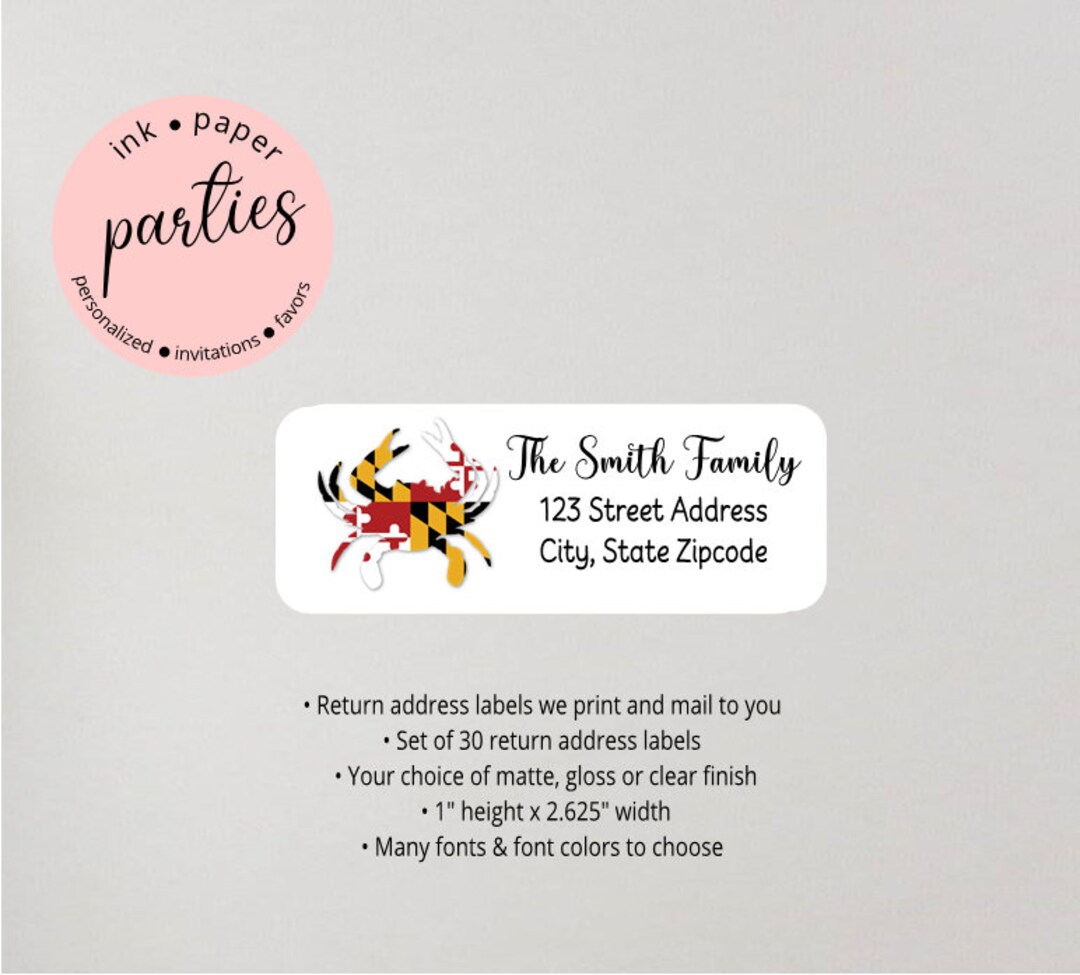 Maryland State Return Address Labels Personalized Custom We Print and ...
