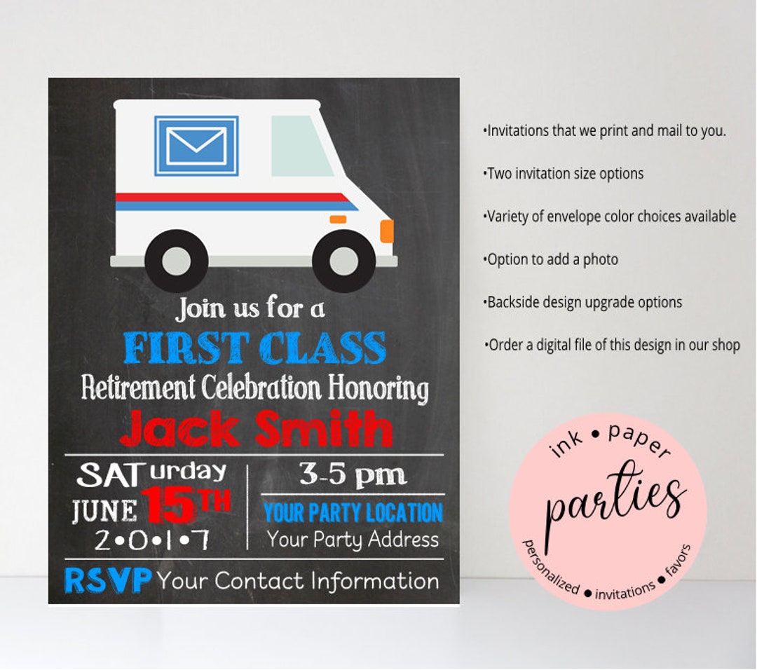 Retirement Retired Mail Post Office Delivery Mailman Truck Party ...