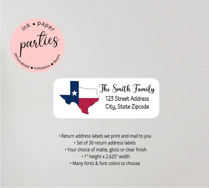 Texas Star State Return Address Labels Personalized Custom - Etsy