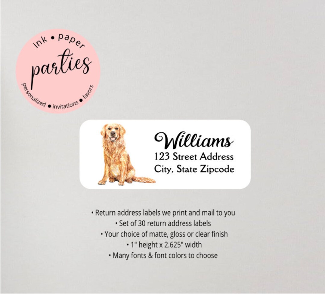 Golden Retriever Dog Puppy Animals Pets Pet Return Address Labels ...