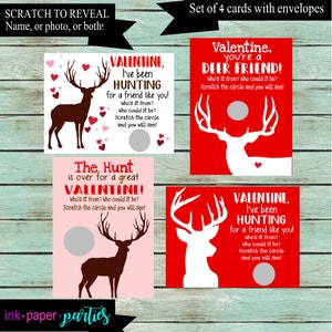 Deer Hunting Hunter set of 4 Multiple Valentine's Day | Etsy