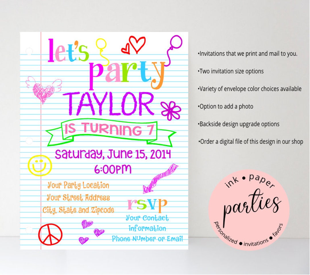 Doodles Doodling Notebook Writing Paper Party Birthday Party - Etsy