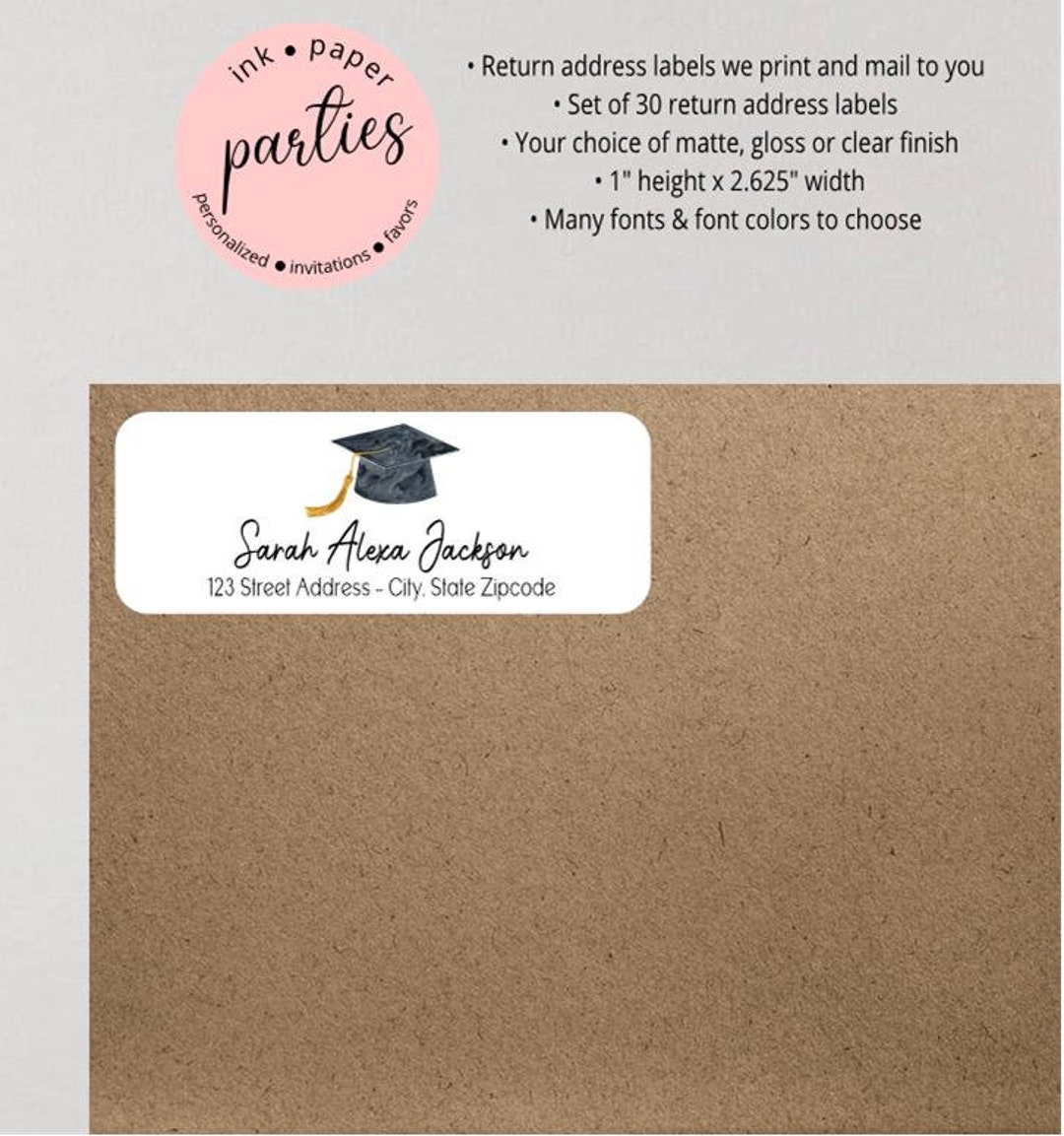 Graduation Address Labels - Class of Your Year - Graduation ...