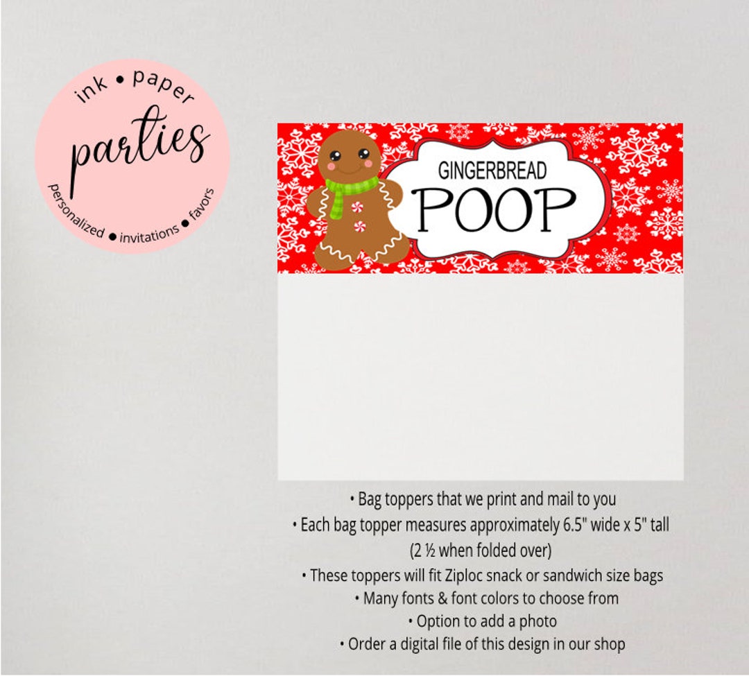 Gingerbread Man Poop Christmas Holiday Favor Favors Bag Bags Treat ...