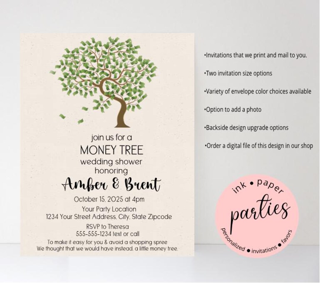 Money Tree Invitation - Bridal Shower, Couples, Co-ed Wedding Shower ...