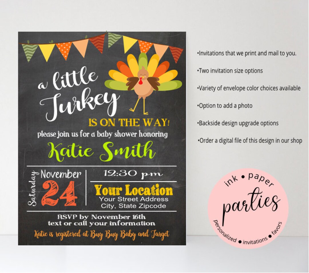 Baby Shower Turkey Thanksgiving Fall Autumn Holiday Birthday Party ...