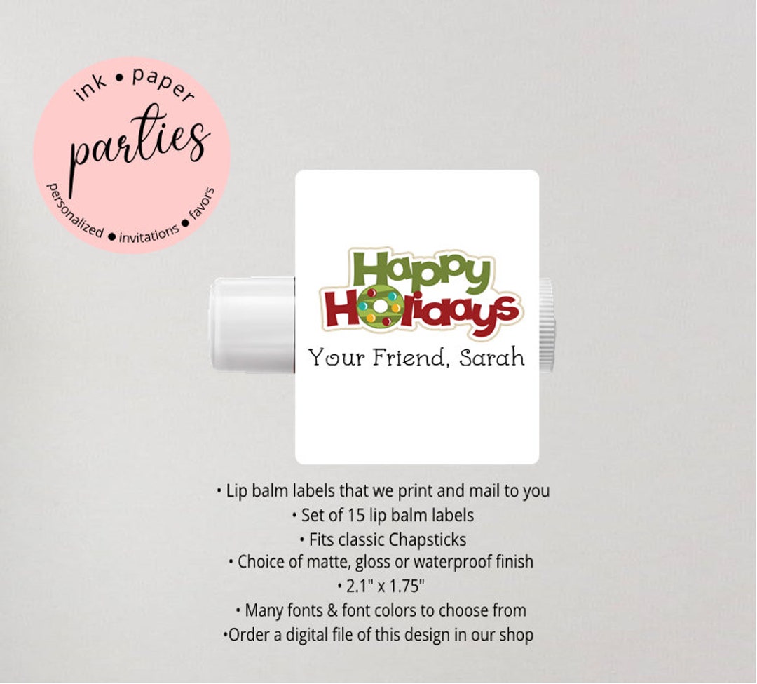 Christmas Holiday Classroom Business School Gift Party Lip Balm Labels ...