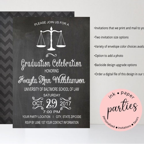 Law School Graduation Invitation - Etsy