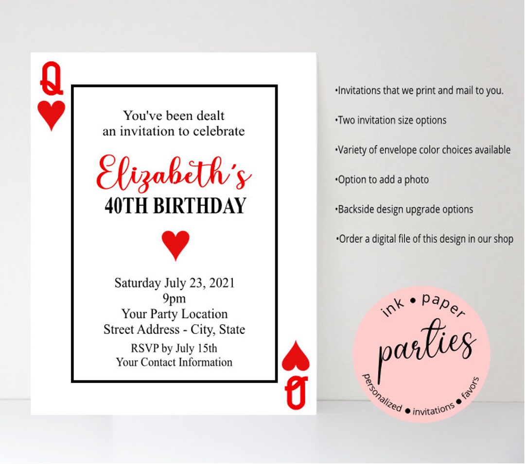 Poker Queen Playing Cards Blackjack Las Vegas Birthday Party ...