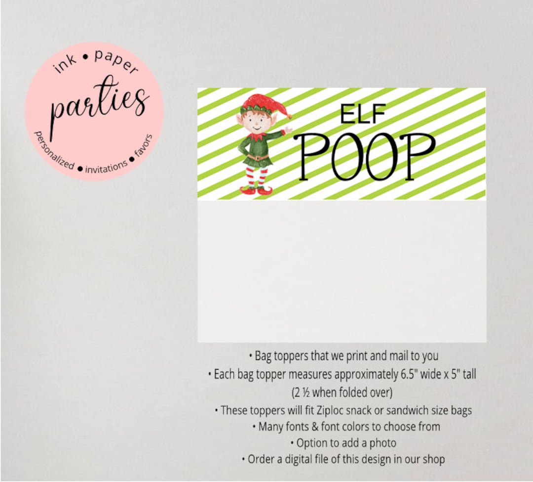 Elf Poop Christmas Holiday Favor Favors Bag Bags Treat Toppers - We ...