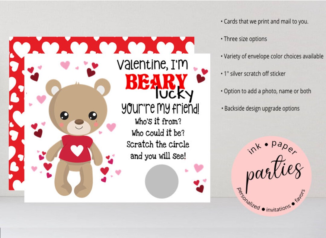 Teddy Bear Themed Valentine Cards, School Valentines, Class Valentines ...