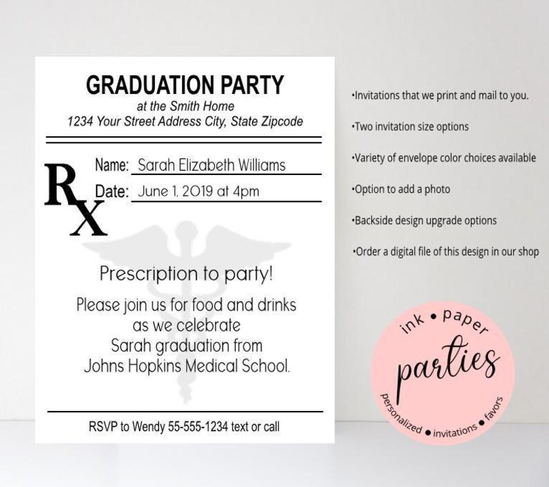 Graduation Invitation - Prescription, Doctor, Nurse, Pharmacist ...