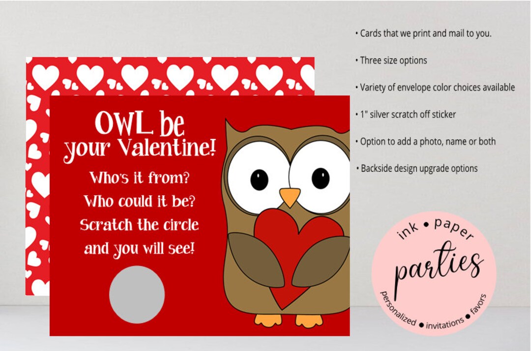 Owl Themed Valentine Cards, School Valentines, Class Valentines ...