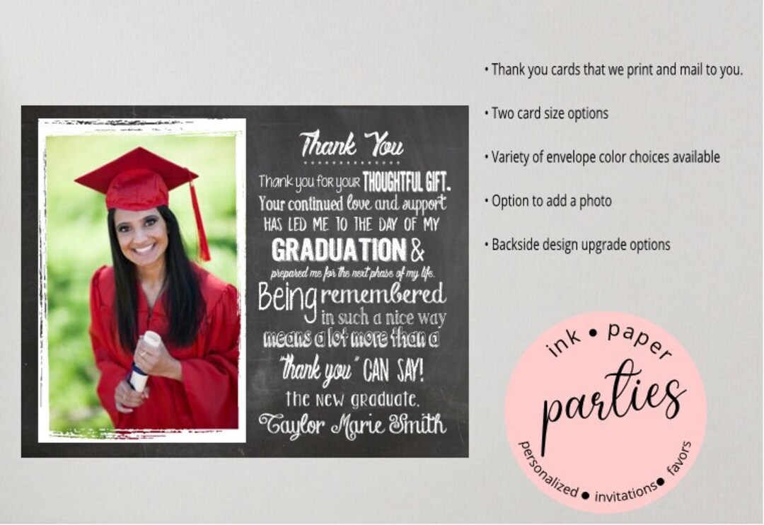 Graduation Thank You Cards - Graduate Thank You Note Card - Photo Thank ...