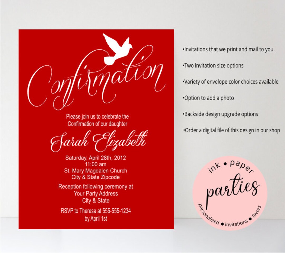Confirmation Invitation Party Invitations Invites Custom Personalized ...