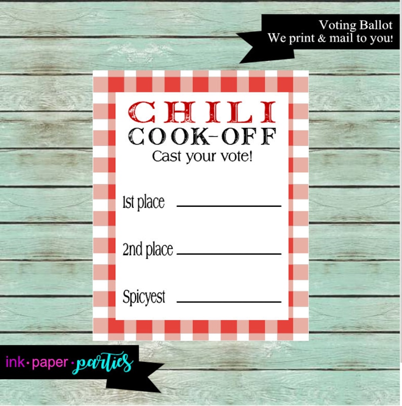 Chili Cook off Party Voting Vote Ballot Cards We Print & - Etsy