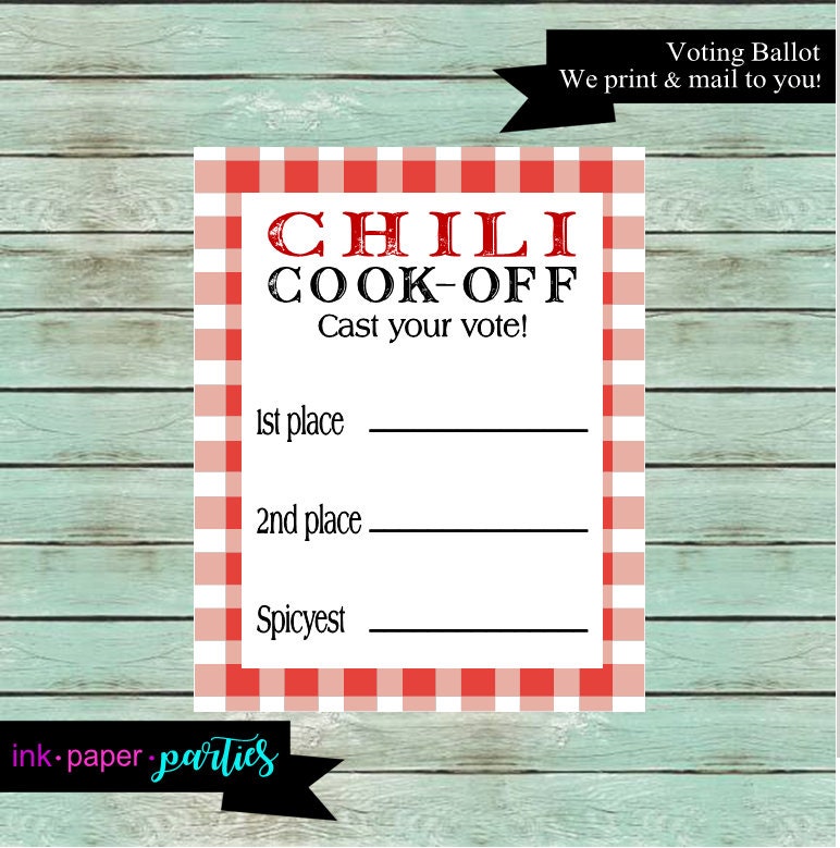 Chili Cook off Party Voting Vote Ballot Cards We Print & - Etsy Chili Cook off Party Voting Vote Ballot Cards We Print & - Etsy