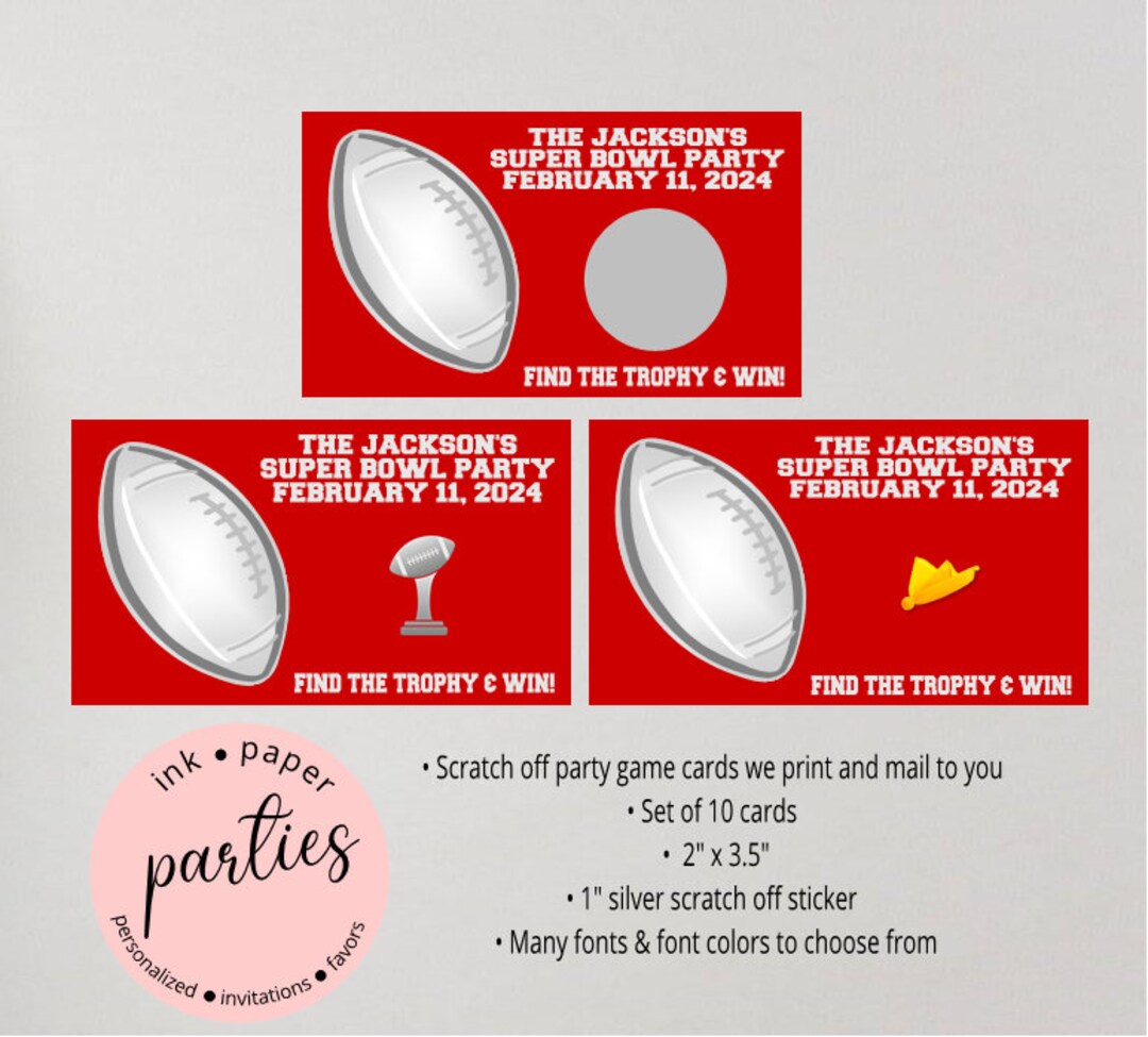 Football ~ANY COLORS ~ Birthday Party Scratch off Tickets Cards Favor ...