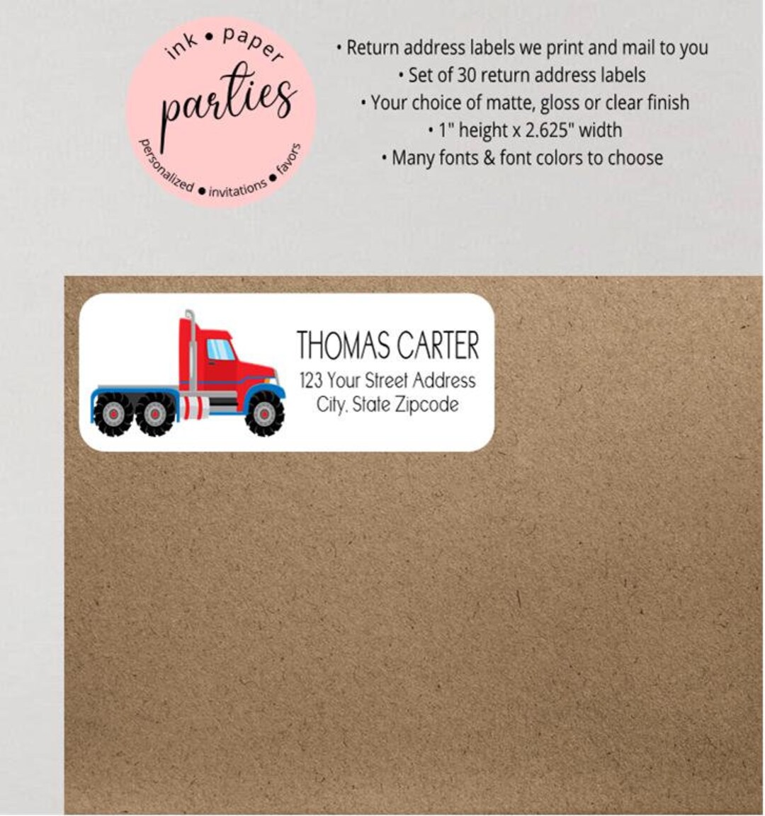 Truck Semi Tractor Trailer Return Address Labels Personalized Custom ...