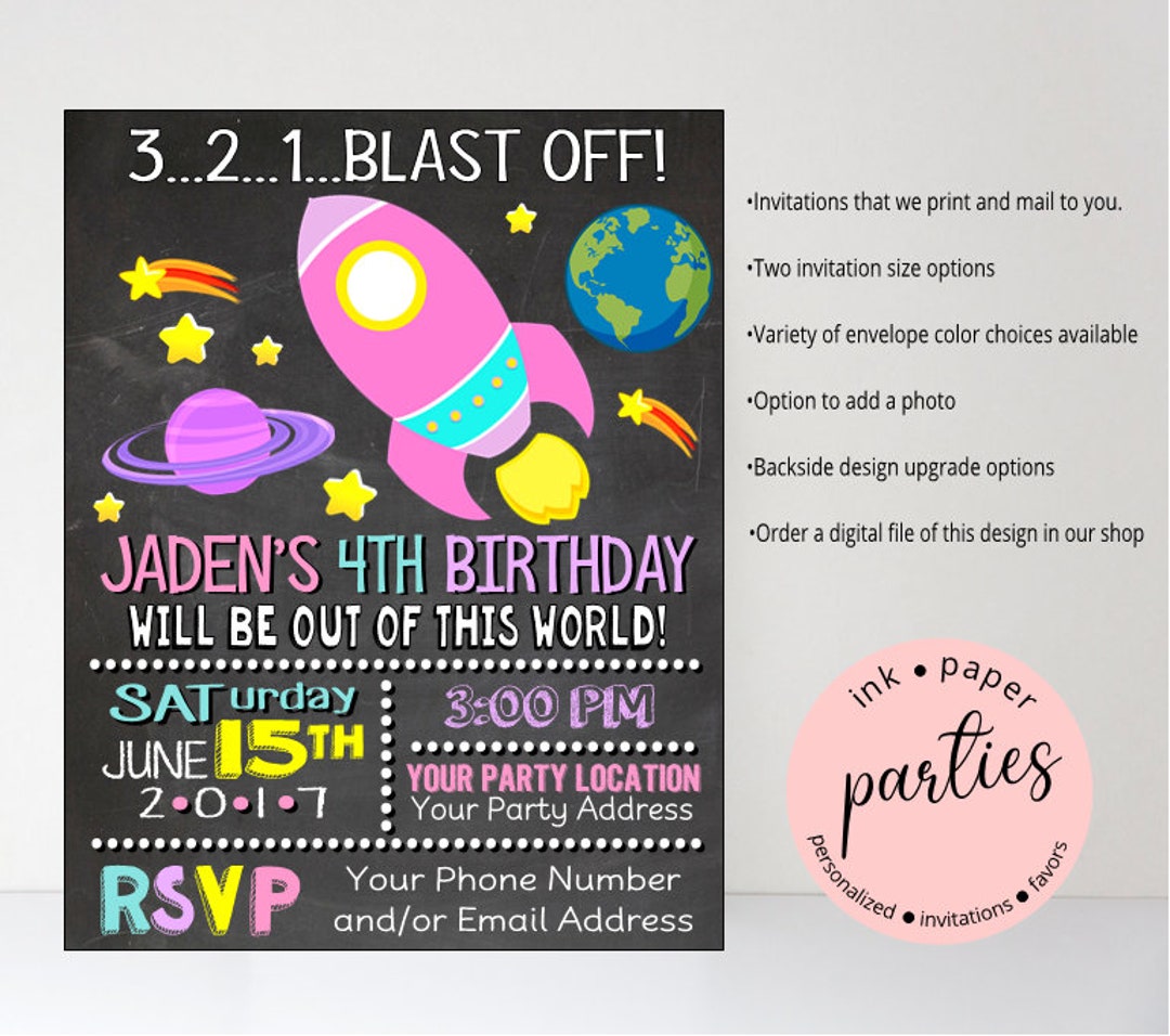 Outer Space Rocket Ship Spaceship Planets Stars Outerspace Birthday ...