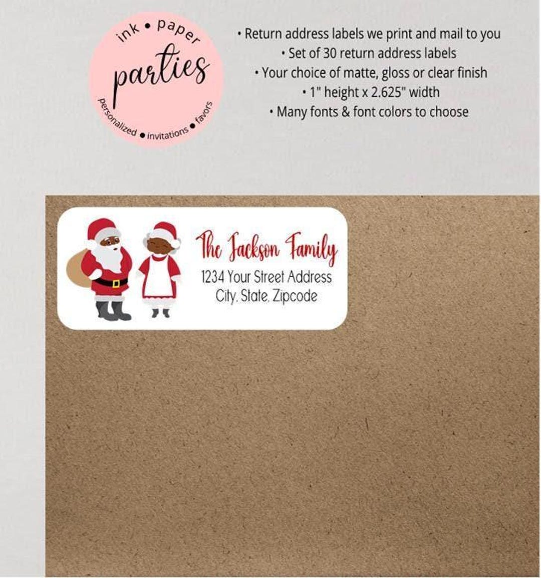 Christmas Return Address Labels, Santa Address Labels - Holiday Address ...