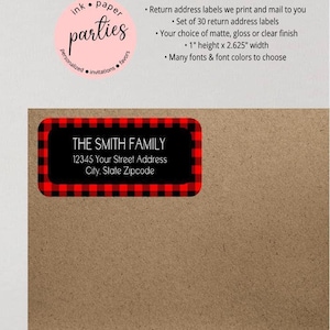 Buffalo Check Plaid Return Address Labels Personalized Custom - Etsy