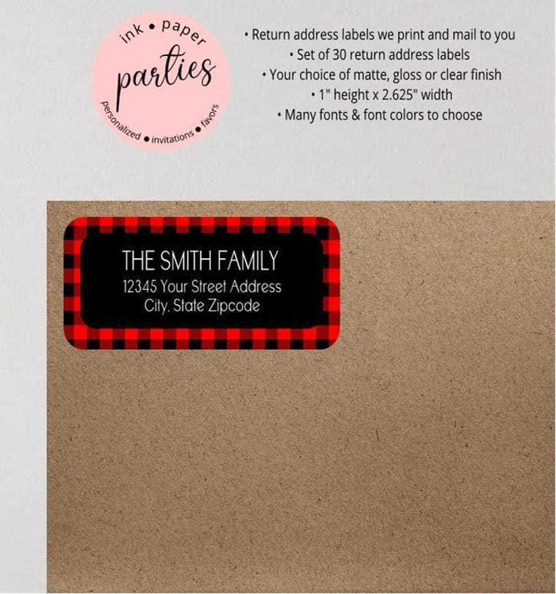 Buffalo Check Plaid Return Address Labels Personalized Custom - Etsy