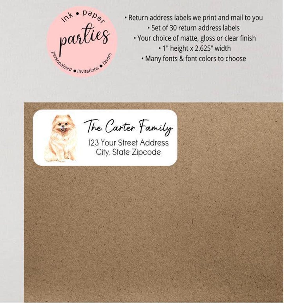 Pomeranian Dog Puppy Animals Pets Pet Return Address Labels ...