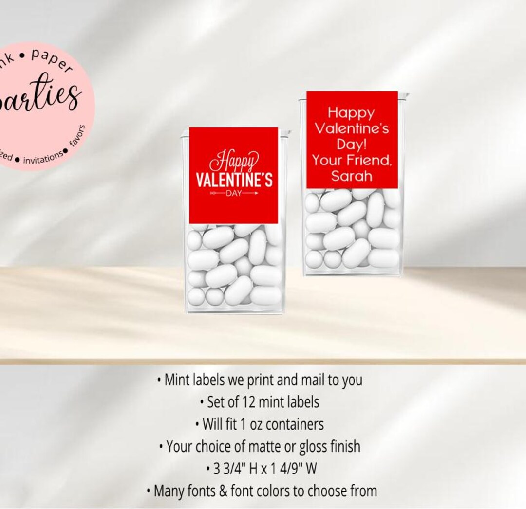 Valentine's Day Mint Label - Be My Valentine Candy Party Favor ...