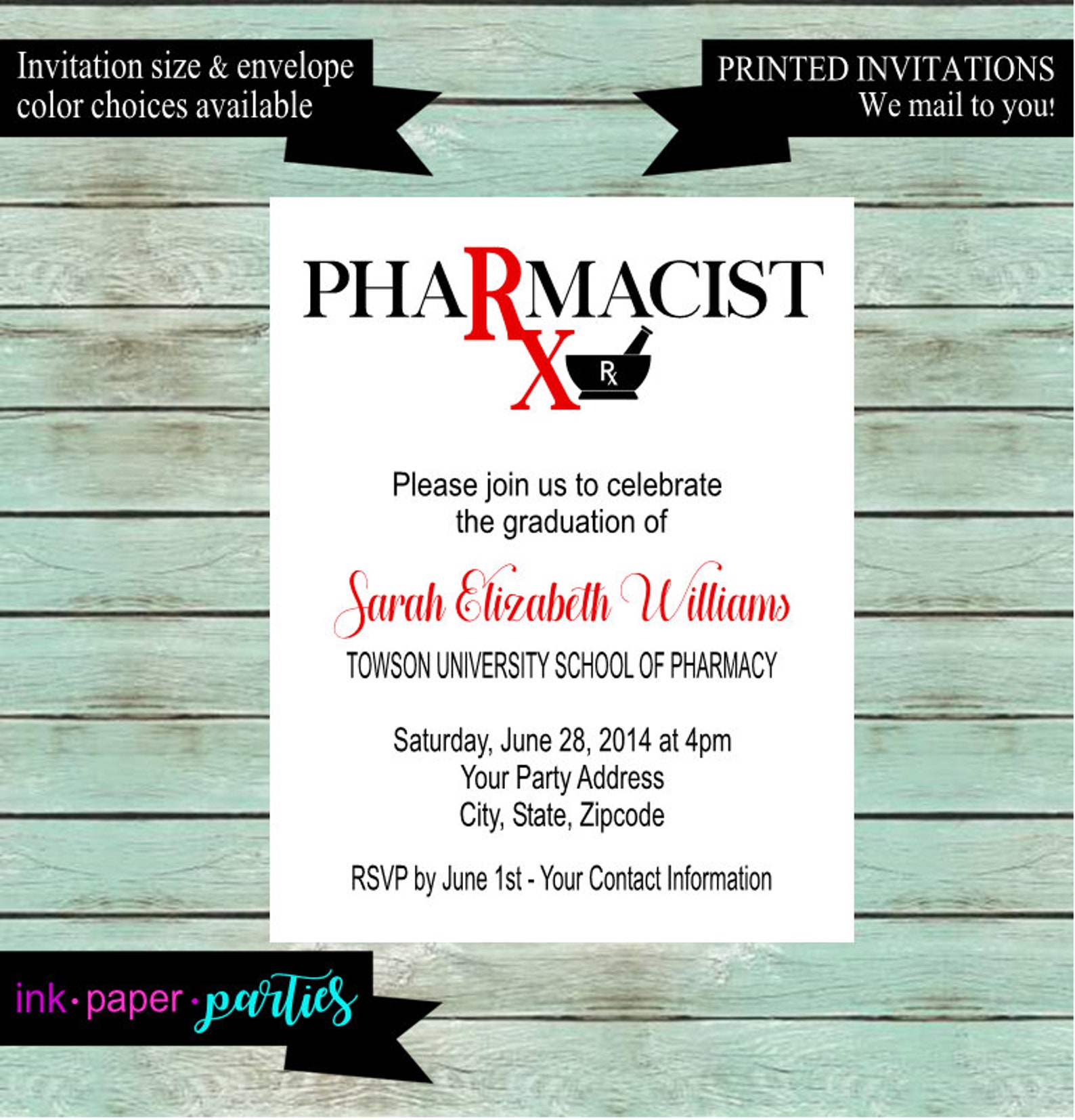 Graduation Graduate Pharmacy Pharmacist Medical School Party | Etsy