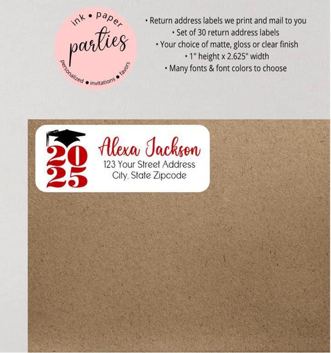 Graduation Address Labels - Class of Your Year - Graduation ...