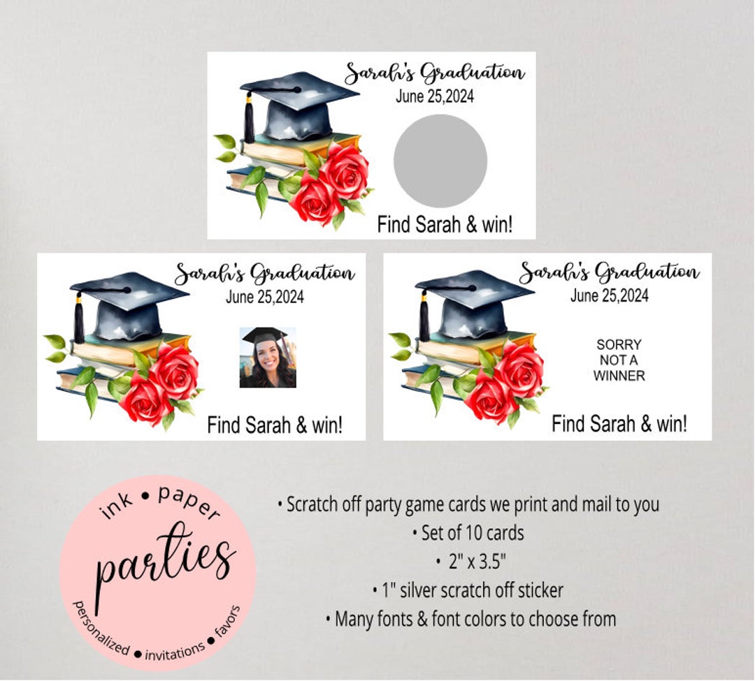 Your Photo Graduation Graduate Diploma Party Scratch off Tickets Cards ...