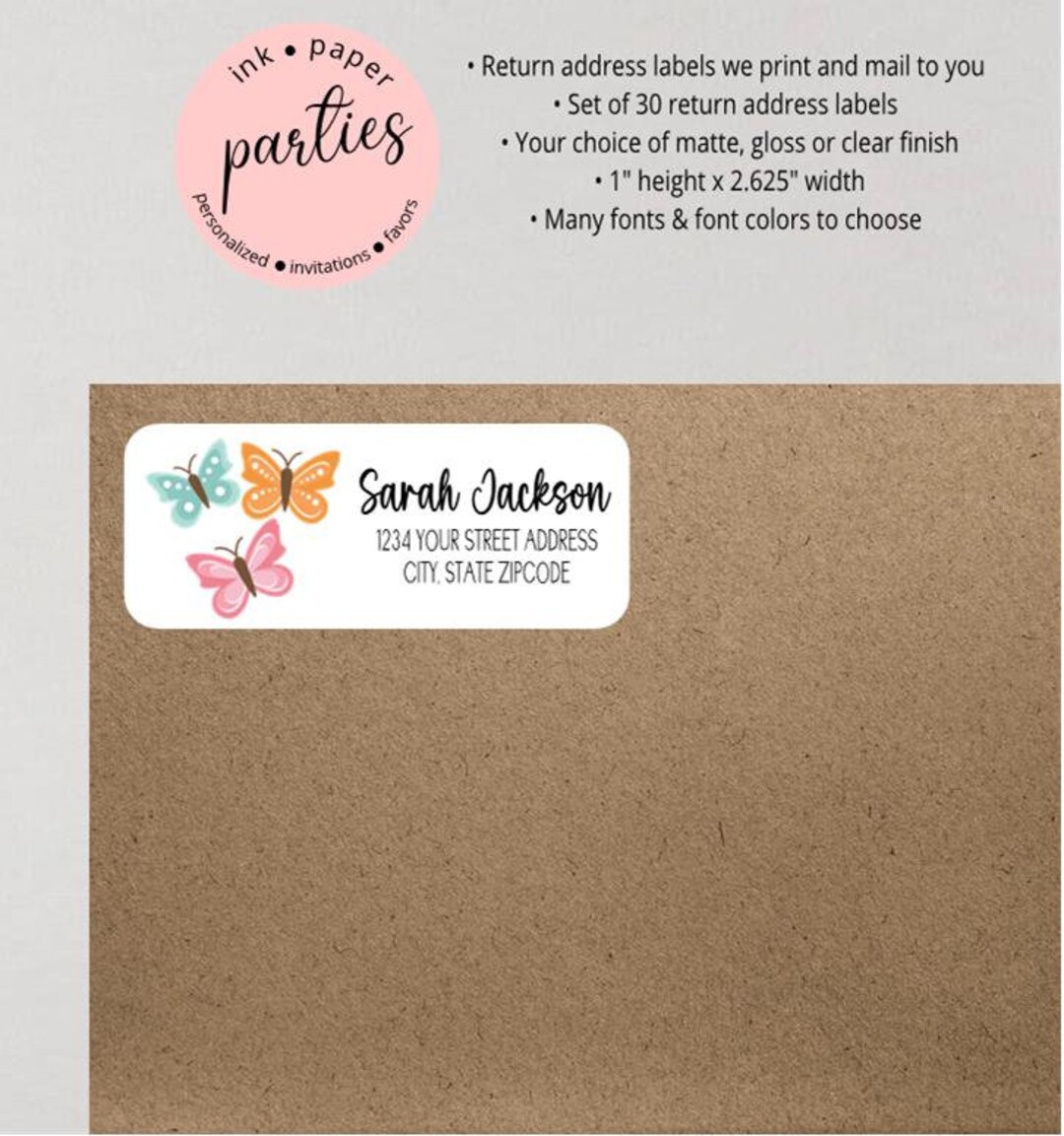Butterfly Butterflies Spring Return Address Labels Personalized Custom ...