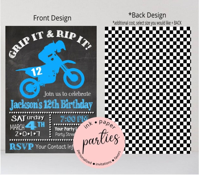 Dirt Bike Motorcycle Motorcross Chalkboard Birthday Party - Etsy