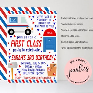 Mail Post Office Delivery Mailman Truck Birthday Party Invitations ...