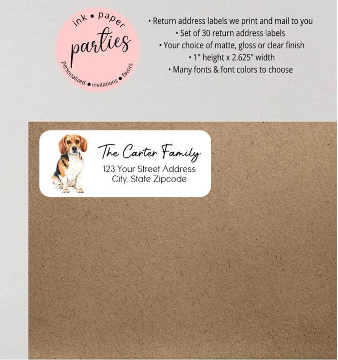 Beagle Dog Puppy Animals Pets Pet Return Address Labels Personalized ...