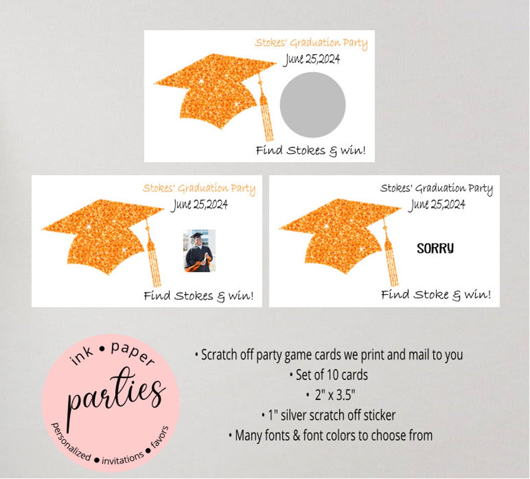 Your Photo Graduation Graduate Diploma Party Scratch off Tickets Cards ...