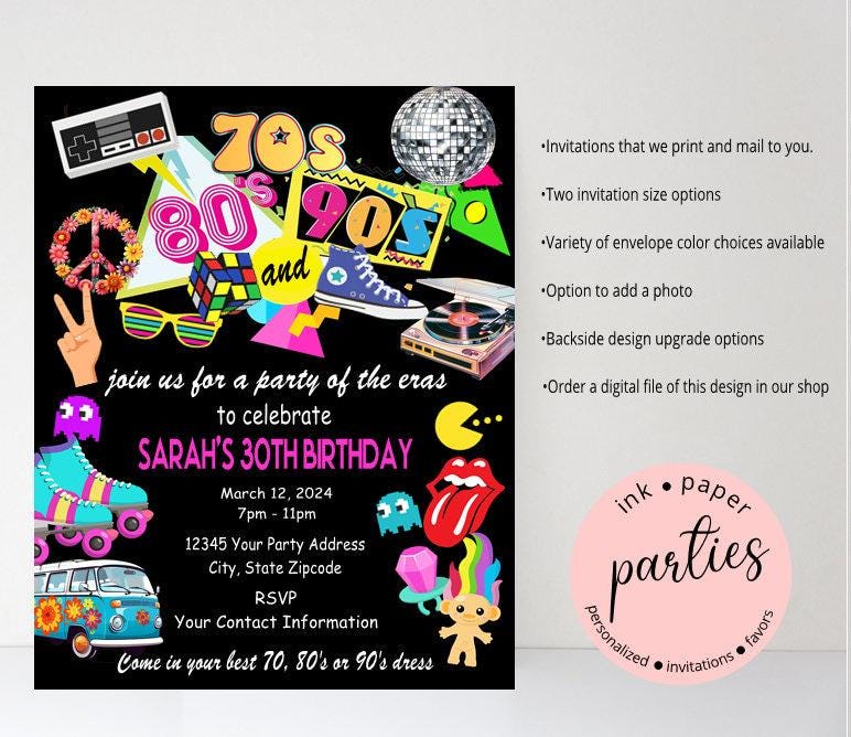 80's70's 90's Groovy Eras Hip Hop Old School Rap Retro Birthday Party ...