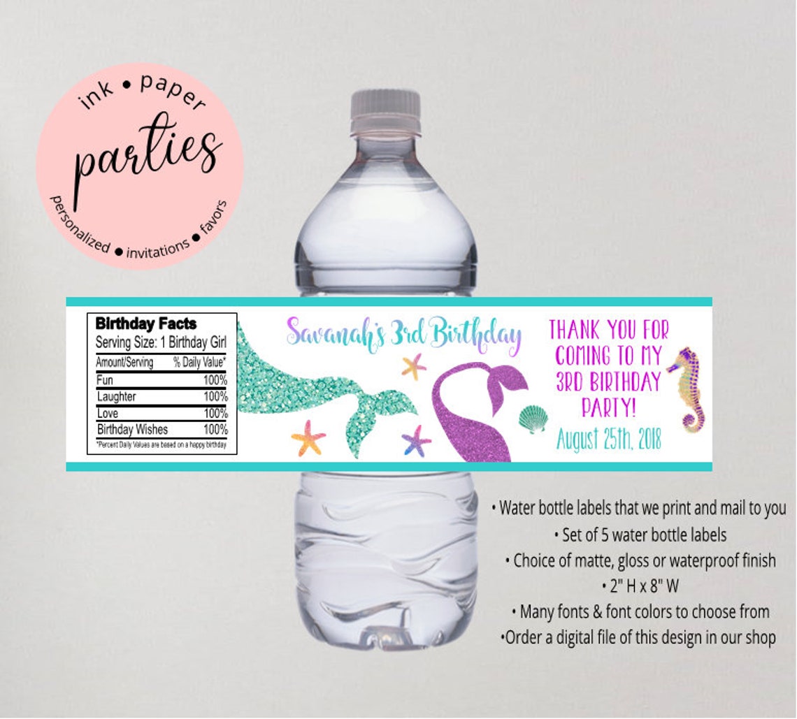 Mermaid Under the Sea Water Ocean Birthday Party Favors Favor - Etsy