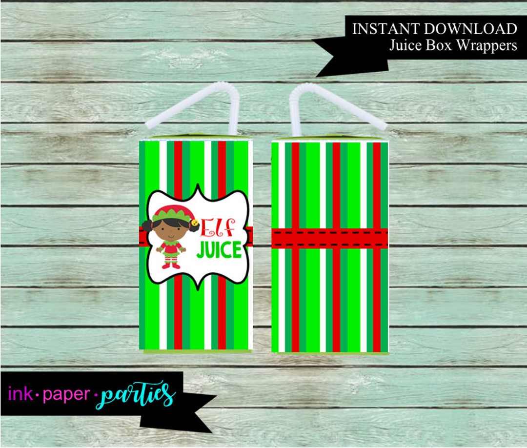 Printable Christmas Holiday Elf Juice Box Wrappers Party - Etsy